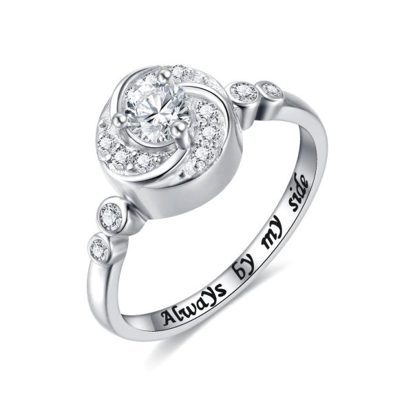 商品名: 遺灰用遺灰リング 生命のサークル 925 スターリングシルバー Always by my side 記念品リング メモリアルジュエリー 女性用, Size 6, シルバー, キュービックジルコニア Urn Rings for Cr...