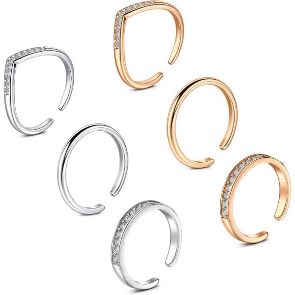 商品名TOKRING トゥリング レディース シルバー ローズゴールド 調節可能なトゥリング レディース ビーチ フットジュエリー サマーサンダル用, 金属, ステンレススチールTOKRING 6PCS Adjustable Toe Rin...