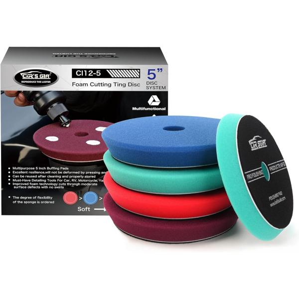 商品名CAR'S GIFT 5"" polishing pads,for DA or Rotary polishing and Air Polisher,4 grits from coarse to fine, meet your diff...