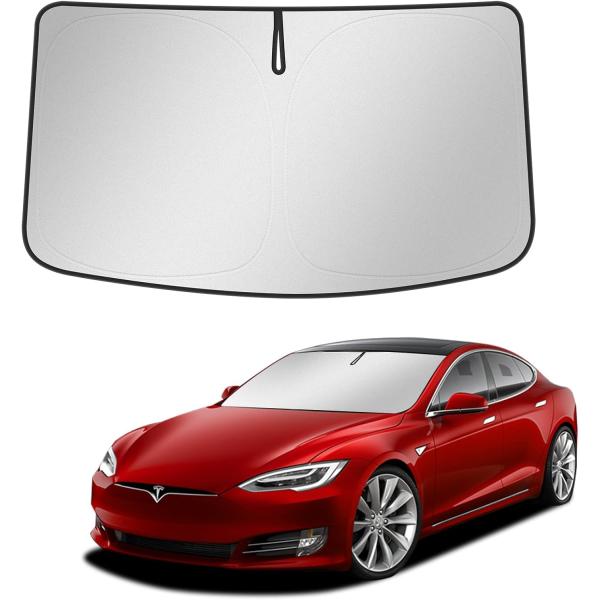 商品名BASENOR 2021 2022 2023 Tesla Model S フロントガラスサンシェード 折りたたみサンバイザープロテクター サンシェードBASENOR 2021-2024 Tesla Model S Windshield...