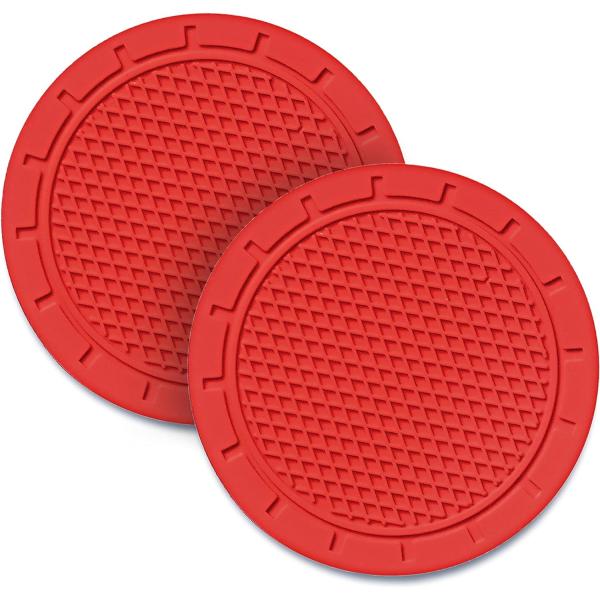 商品名EcoNour 赤いカーカップコースター (2枚パック) | 赤いカーアクセサリー | 車用カップホルダーアクセサリー | 自動車用カーアクセサリー | カラフルなカーアクセサリー レディーススーツ ほとんどの車 トラック RVに対応...