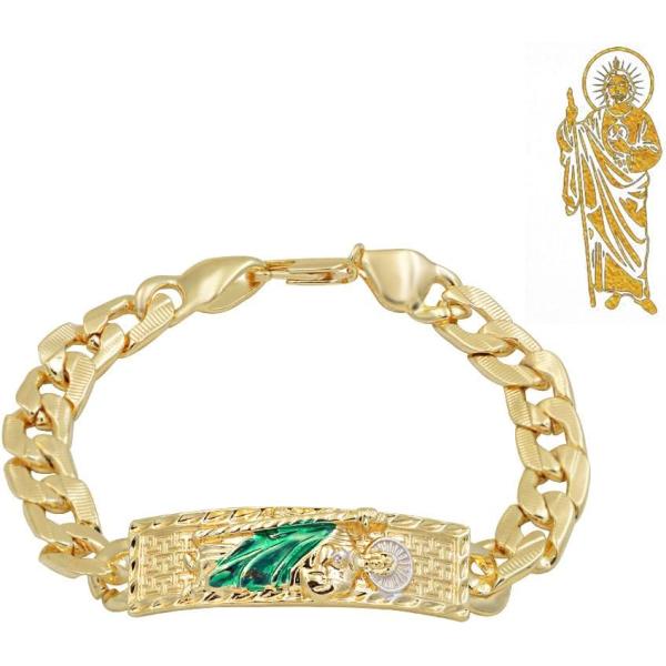 商品名Giffor Jewelry 聖ユダ14Kフィルド ゴールド IDブレスレット メンズ ジュエリーギフト ボーイフレンド バングル メンズ Pulsera 8.85インチGiffor Cuban Chain ID Bracelets ...