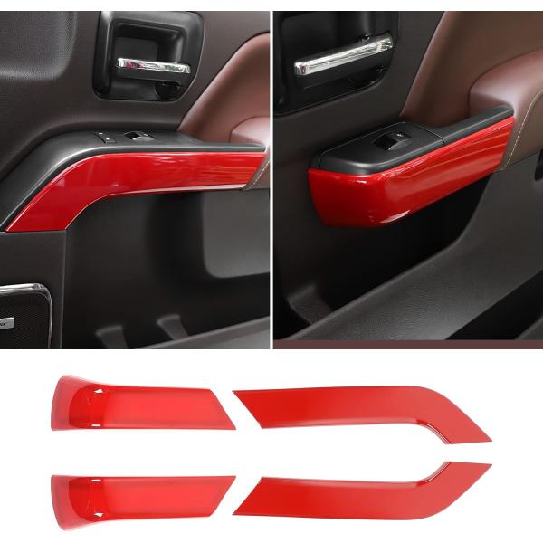 商品名RT-TCZ for Chevy Silverado Red Inner Door Handle Panel Trim Cover for Chevrolet Silverado GMC Sierra 2014 2015 2016 2...