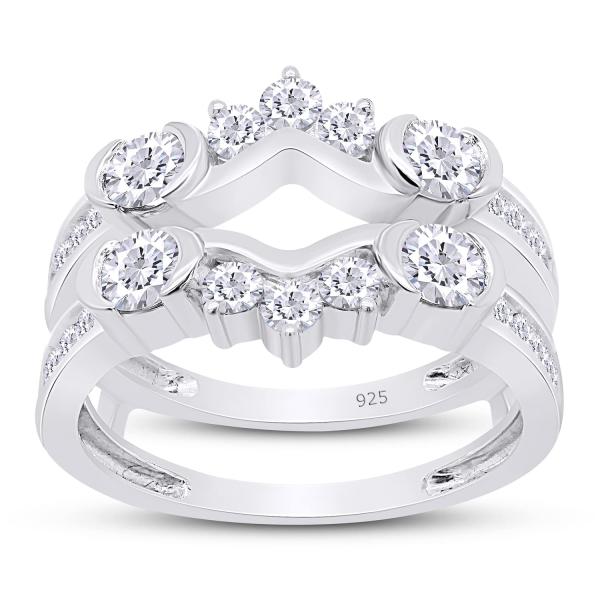 商品名: SAVEARTH DIAMONDS 1カラット ラウンドカット 人工モアッサナイト ダイヤモンド アニバーサリー ウェディング ソリティア エンハンサー ガードリング レディース 14Kゴールドオーバースターリングシルバー (G-...