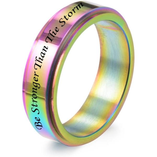 商品名SHNIAN Titanium Steel Colourful Fashion Ring Motivational Band Stress Relief for Women Men Anxiety Relief Inspiration...