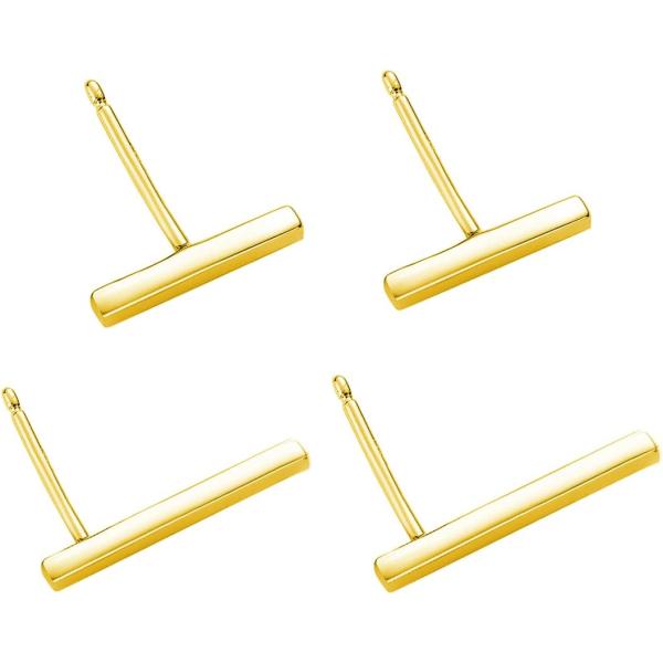 商品名SLUYNZ 925 Sterling Silver Bar Studs Earrings Set for Women Teen Girls Two Pairs of Square Flat Bar Earrings Studs (G...