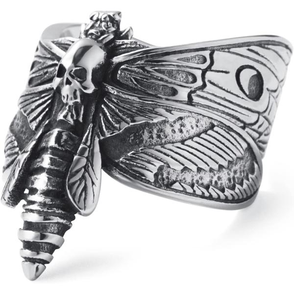 商品名KIRTIJW スカルリング メンズ ステンレススチール ゴシック パンク バイカーリング ジュエリー メンズ ボーイズ サイズ 7-13, スチール, 宝石なし。KIRTIJW Skull Rings for Men Stainle...