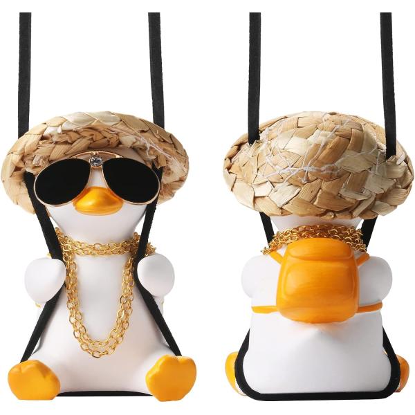 商品名Cool Swinging Duck Car Hanging Ornament Cute Car Decor Rear View Mirror Accessories Interior for Women Men Teens Truc...