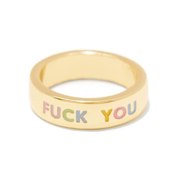 商品名:  COLORFUL BLING Egirl Eboy Fuck You Ring Y2k Enamel Ring Gold Polished Stackable Knuckle Joint Ring for Women Girl ...