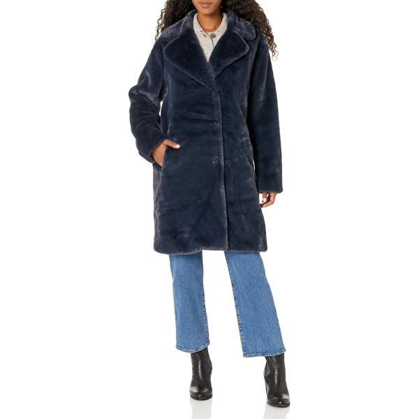 商品名:  Velvet by Graham &amp; Spencer Womens Evalyn Lux Faux Fur Overcoat Jacket, Navy, Largeブランド: Velvet by Graham &amp;...