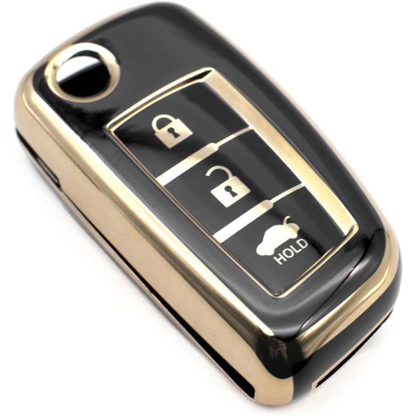 商品名FEYOUN TPU キーケース 日産フリップ3ボタン用 ブラックFEYOUN Key Fob Cover Compatible with Nissan Rogue Rogue Select Rogue Sport Flip 3 Bu...
