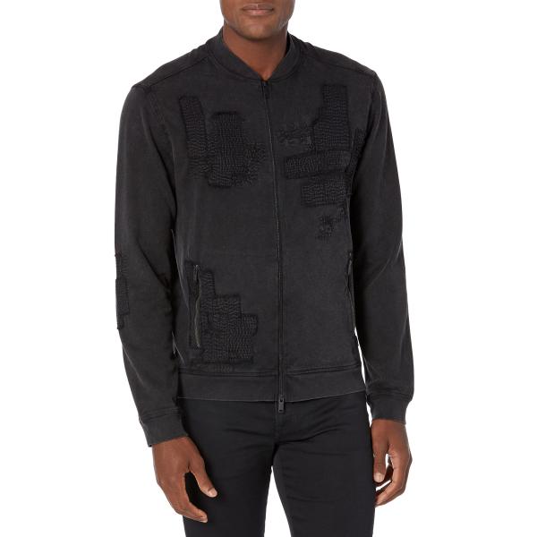 商品名:  JOHN VARVATOS mens Farron Ls Bomber Jacket With Patch Embroidery Hooded Sweatshirt, Black, Large USブランド: John Varv...