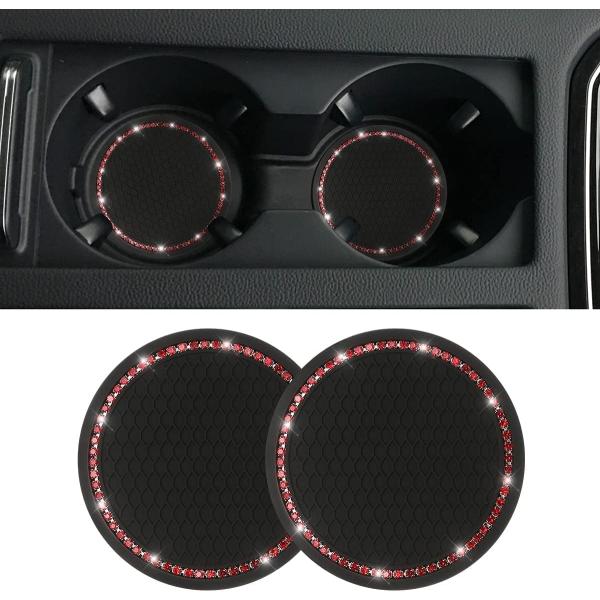 商品名車用カップホルダーコースター 2個 ユニバーサル キラキラ光るクリスタルラインストーン カーアクセサリー 2.75インチ オートアンチスリップカップホルダーインサートマットパッドセット ほとんどの車、トラック、車両の内装に適しています...