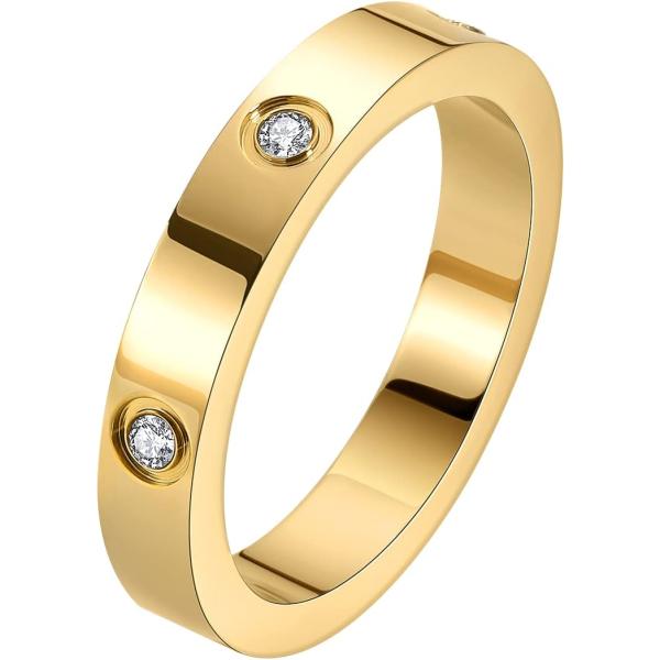 商品名Life Love 友情リング キュービックジルコニアストーン付き 18Kゴールドメッキ ステンレススチール プロミスリング 結婚指輪 ジュエリー 誕生日プレゼント 女性 ティーン ガールズ, 非貴金属, 宝石なしKHKINDPRO ...