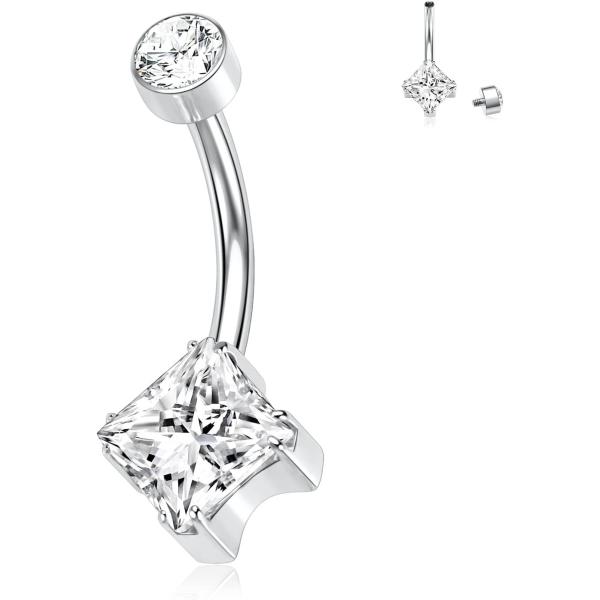 商品名チタンベリーボタンリング 14G ベリーリング ベリーピアス へそリング へそバーベル スタッド ダブル キュービックジルコニア オパール 象嵌, その他FUNLMO G23 Titanium Belly Button Rings B...