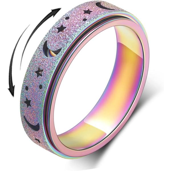 商品名AmorArtSky Spinner Ring for Anxiety Relief Fidget: Anxiety Ring for Women Men, Titanium Stainless Steel Spinner Ring,...