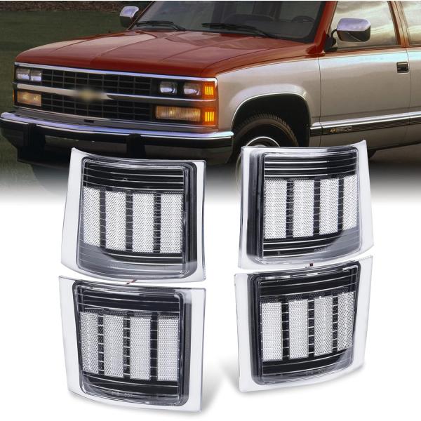 商品名Gempro LEDコーナーライト サイドマーカーシグナルランプ シボレー C/K 1500 2500 3500 1994-1998 C10 ピックアップトラック シルバラード サバーバン タホ フロントグリルライト 4個 (クリアレ...