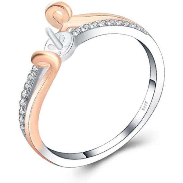 商品名LGSY 925 スターリングシルバー ローズゴールド CZ リング パールジュエリー作成用、デザイン パールリング フィッティング / セッティング / マウント レディース, 金属, キュービックジルコニアLGSY Sterlin...