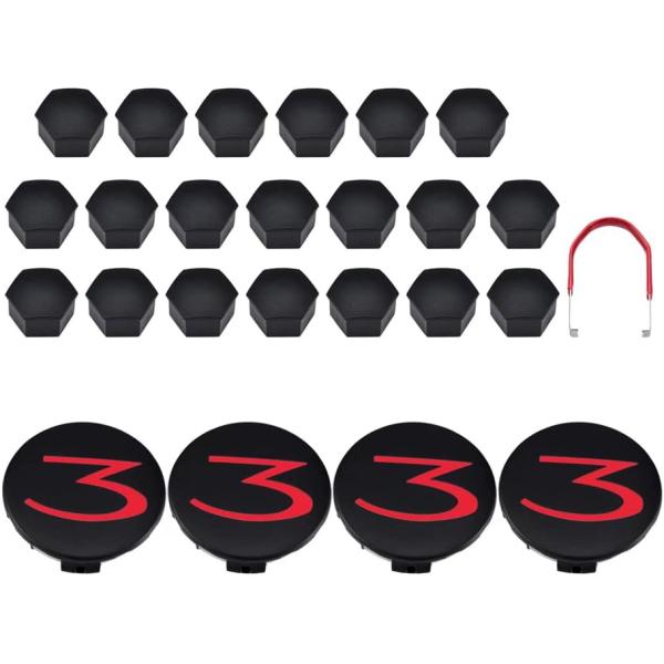 商品名4個 56mm OEM テスラセンターキャップ(4ハブセンターキャップ+20ラグナットカバー)ブラック モデル3 Y S X ホイールキャップ(レッドエンブレム)4pcs 56mm OEM for Tesla Center Caps ...