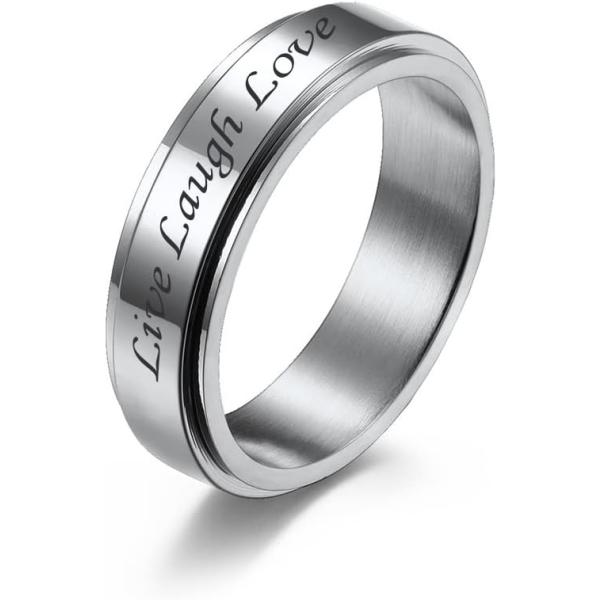 商品名SHNIAN Titanium Stainless Steel Silver Fashion Ring for Women Men Neutral Style Anxiety Relief inspirational Rotating...