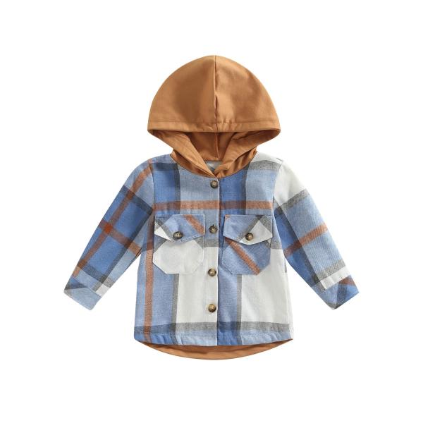 商品名:  Kids Toddler Boys Girls Long Sleeve Button Down Hooded Plaid Shirt Hoodie Jacket Tops Coat Outwear Fall Winter Clo...