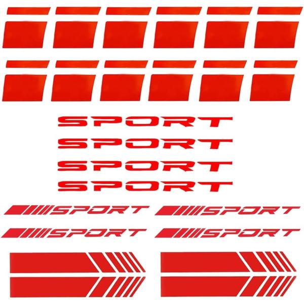 商品名車用装飾ステッカーとホイールデカールセット - 12枚 ホイールリムデカールストライプ 18-21インチホイールタイヤリム用 リアビューミラーステッカー4枚 スポーツエンブレム反射ステッカー スポーツロゴデカール24Pcs Car D...
