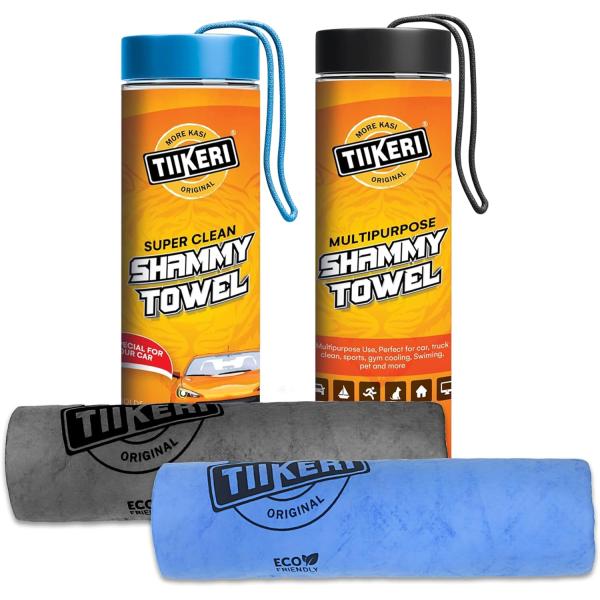 商品名TIIKERI Super Absorbent Shammy Towel for Cars Drying - Blue,Multi-Use Chamois Cloth for Cars Boat Sports Furniture et...