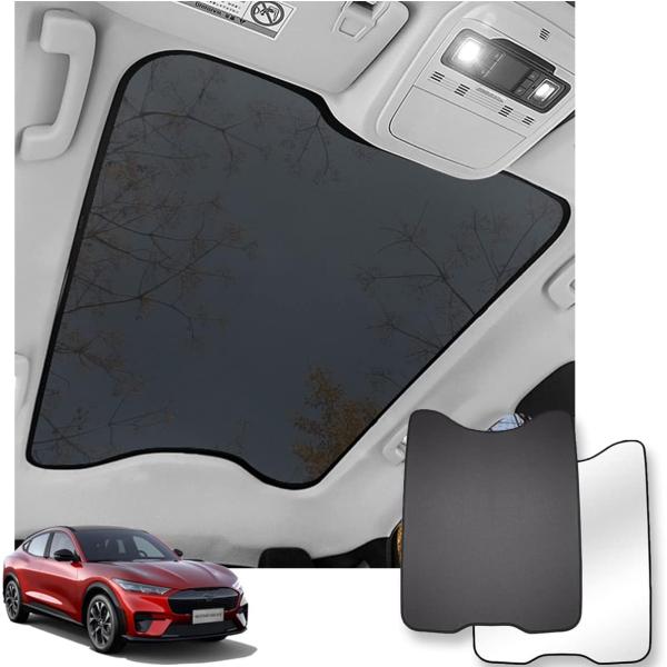 商品名Sunshade for Ford Mustang Mach-E 2021 2022 2023 Sunroof Cover Sun Shade net Foldable Sun Shield Mach E Accessories(Bl...