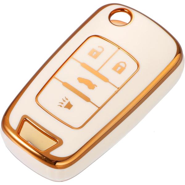 商品名X AUTOHAUX 4ボタン TPU スマートキーレスエントリー リモートコントロール キーフォブケースカバー ビュイックアンコール用 シボレー用 GMCテレイン用 チェーンなし ホワイトX AUTOHAUX 4 Buttons T...