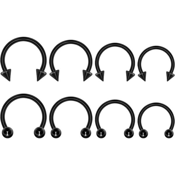 商品名8PCS Black Septum Ring G23 Titanium Septum Jewelry 6mm/8mm/10mm/12mm Septum Rings 16g Septum Piercing Smiley Piercing...
