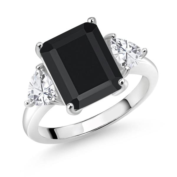 商品名: [Gem Stone King] 6カラット 天然 オニキス 指輪 リング レディース シルバー925 8月 誕生石 Gem Stone King 925 Sterling Silver Black Onyx 3 Stone Ri...