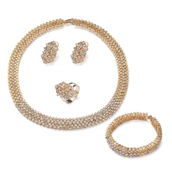 商品名: Giffor Joyas 14Kホワイトゴールド充填フラワージュエリー レディース ティーン ガールズ ブレスレット 彼女へのギフト 細いネックレスセット リング イヤリング, 金属, キュービックジルコニア Giffor Jew...