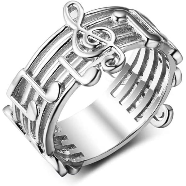 商品名JUNTEN 925スターリングシルバーリング 音符ソングリング レディース ガールズ 変色防止 快適フィット 結婚指輪, メタル、シルバー。, スターリングシルバーJUNTEN 925 Sterling Silver Ring Mu...