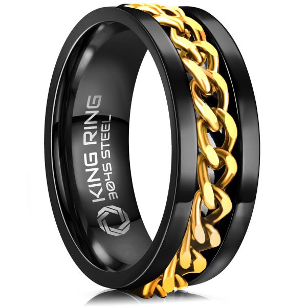 商品名: King Ring 8mm スピナーリング ? 洗練されたフラットフィジットリング 男女兼用 キューバチェーン付き ? アメリカでデザイン, 6, 非貴金属, 宝石なし King Ring 8mm Spinner Ring ? F...