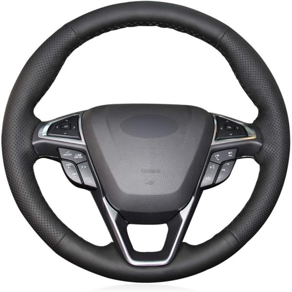 商品名MEWANT Hand Stitched on Genuine Leather Steering Wheel Cover for Ford Fusion Edge 2 DIY Steering Wheel Wrap Protector...