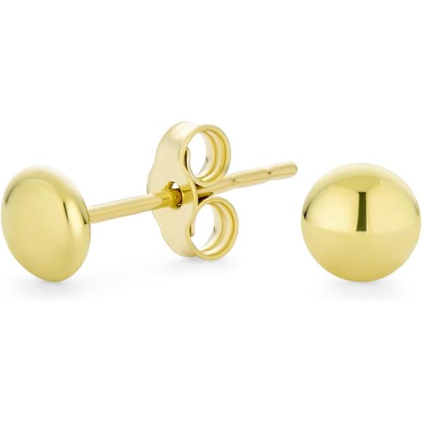 商品名[ブリングジュエリー] 14金イエローゴールド製 クラシック ボタン型 丸 サークル プチ スタッドピアスSimple Classic Tiny Minimalist Real 14K Yellow Gold Round Half B...