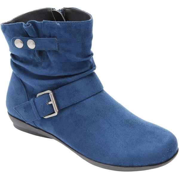 商品名Comfortview Wide Width Adeline Bootie | Short Ankle Boot | Faux Suede | Women's Winter Shoes - 8 1/2 M, Dark Denim Bl...