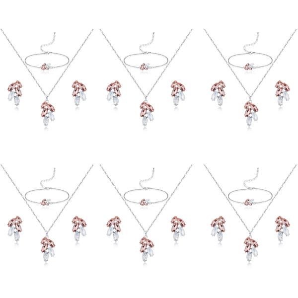 商品名: ブライズメイド ギフト, 真鍮, ジルコン DHQH Bridesmaid Earrings Necklace Set of 6 Bridesmaid Proposal Gifts Bridesmaid Jewelry Weddi...