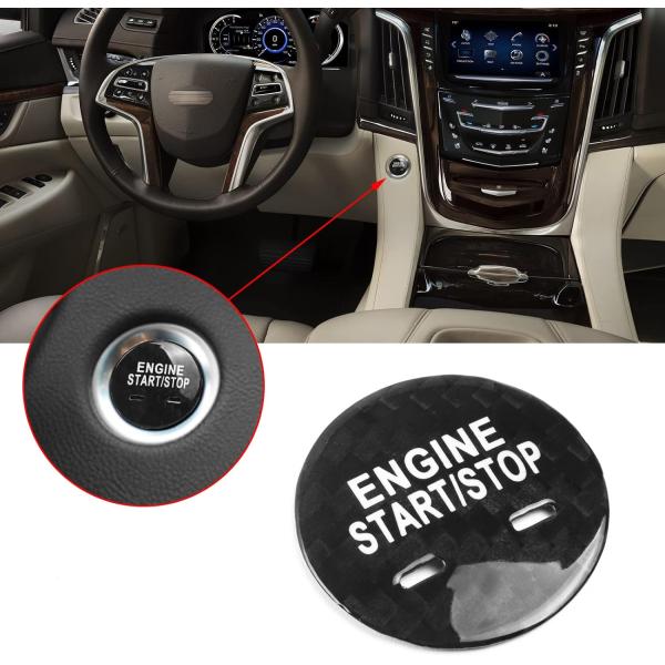 商品名Xotic Tech Keyless Engine Start Push Button Switch Cover Trim, Black Genuine Carbon Fiber, Compatible with Chevrolet ...