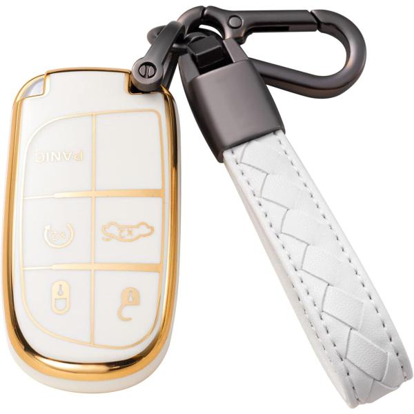 商品名Amebom ジープキーフォブカバー キーフォブカバーケース 2017 2018 2016 ジープ グランドチェロキー ラングラー コンパス チェロキー レネゲード パトリオット グランドコマンダー3 4 5ボタンプロテクター ホワイ...