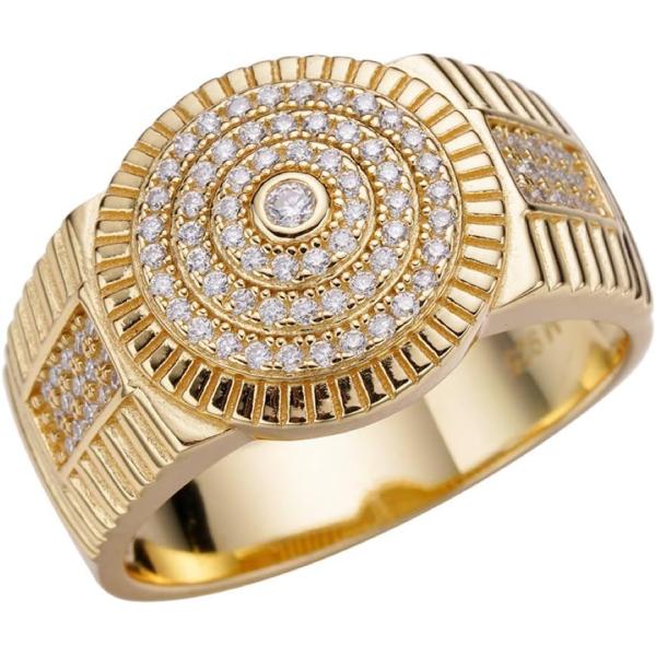 商品名MOISSANITE ヒップホップリング - 14Kゴールド ヴェルメイユ ソリッド925スターリングシルバーリング - 0.5ct メンズ アイスリアルモアッサナイトリング - VVS D モアッサナイトラウンドリング - 素敵なメ...