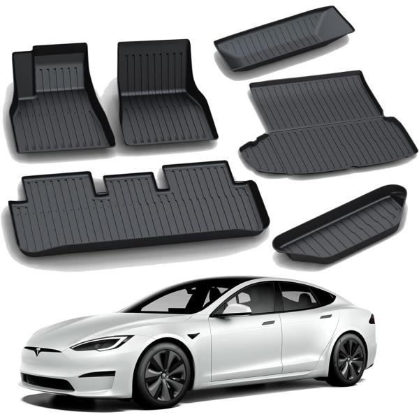 商品名KIKIMO Alfombrillas Tesla modelo S 2021-2023, accesorios Tesla modelo S, alfombrilla para todo tipo de clima, alfombr...