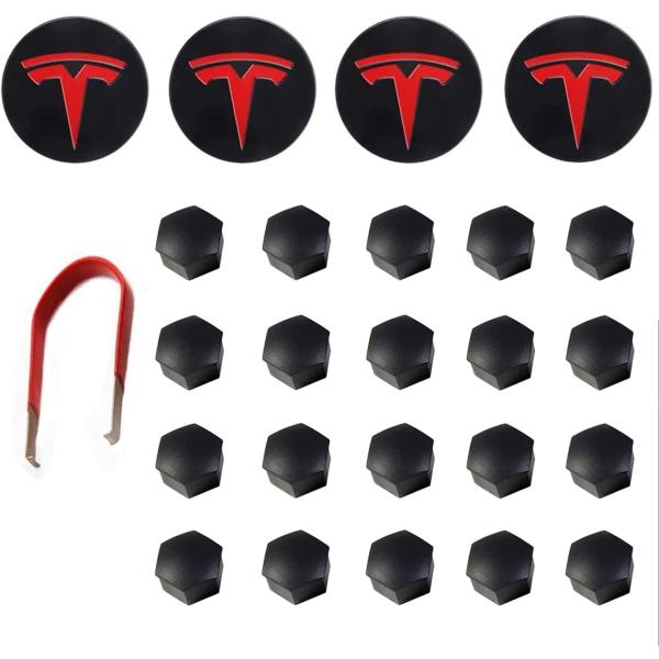 商品名XINFOOB Tesla Model 3 Y S X Center Cap Wheel Cap Kit Lug Nut Cover Red Matte (4 Hub Center Cap + 20 Lug Nut Cover) Te...