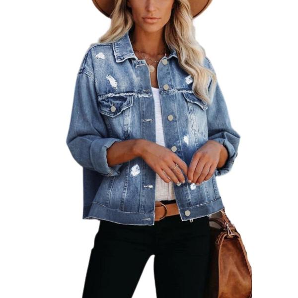 商品名:  Vankovishion Women's Denim Jacket Ripped Distressed Loose Jean Jacket Coat (Blue, X-Large)ブランド: Vankovishion商品サイズ:...