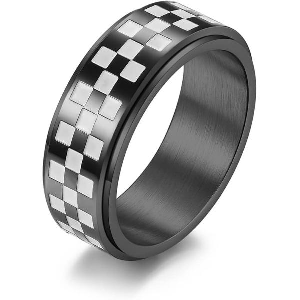 商品名8mm Black White Rotatable Stainless Steel Fidget Band Rings for Women Men Boys Teen Girls Dainty Anti Anxiety Stress ...
