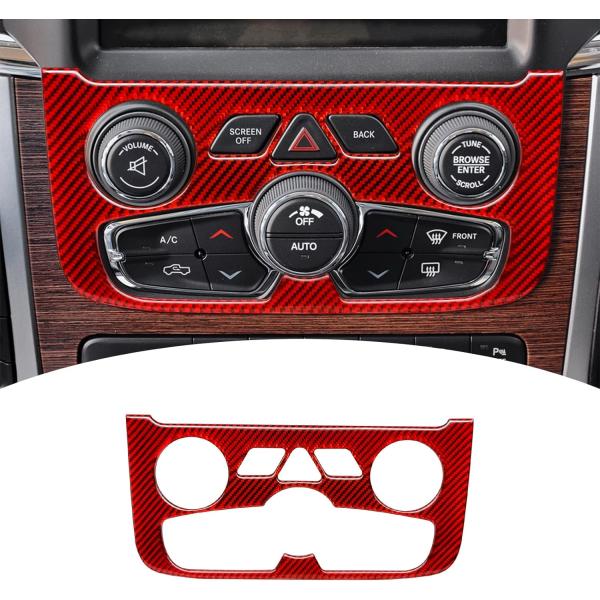 商品名Bilisin カーボンファイバー カーセントラルコントロール ナビゲーションパネルステッカー エアコンパネルフレーム トリムカバー インテリアアクセサリー 2013-2022 Dodge RAM用 レッドBilisin Compat...