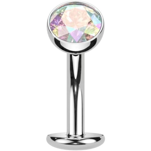 商品名Dynamique インプラントグレード チタン スレッドレス コンベックスベース フローティングベリーリング ベゼルセット ラウンドCZトップ (1個あたりの販売), 金属, キュービックジルコニアDynamique Implant...