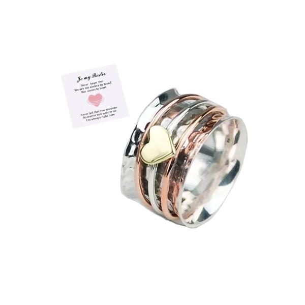 商品名:  NIQIPOK Self Love Spinner Heart Ring Two Color Rotating Heart Ring Anxiety Relief Band Ring Fidget Spinning Ring J...