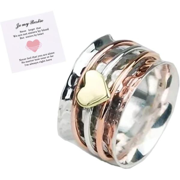商品名NIQIPOK Self Love Spinner Heart Ring Two Color Rotating Heart Ring Anxiety Relief Band Ring Fidget Spinning Ring Jewe...