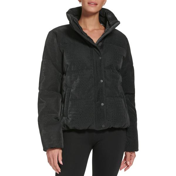 商品名:  DKNY Women's Sport Debossed Croc Print Faux Leather Puffer Jacket, Black, Largeブランド: DKNY商品サイズ: Large高さ: 69cm横幅: 5...